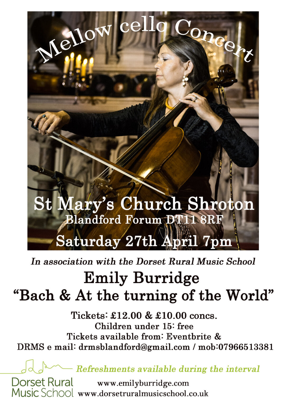 Emily Burridge Mellow cello Concert 27th April 7pm “Bach & At the ...